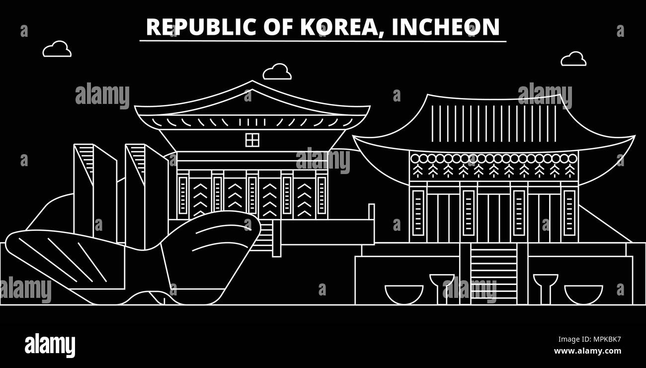 Incheon silhouette skyline. South Korea - Incheon vector city, korean ...