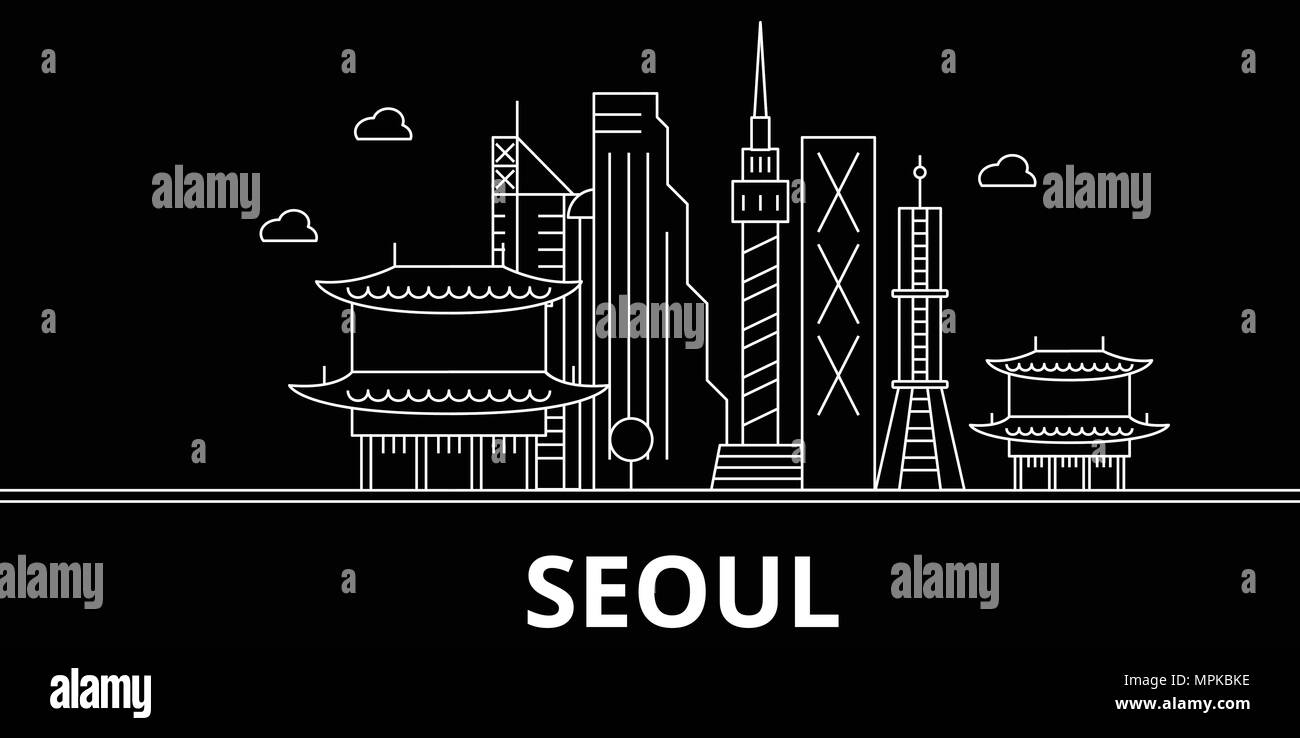 Seoul silhouette skyline. South Korea - Seoul vector city, korean ...
