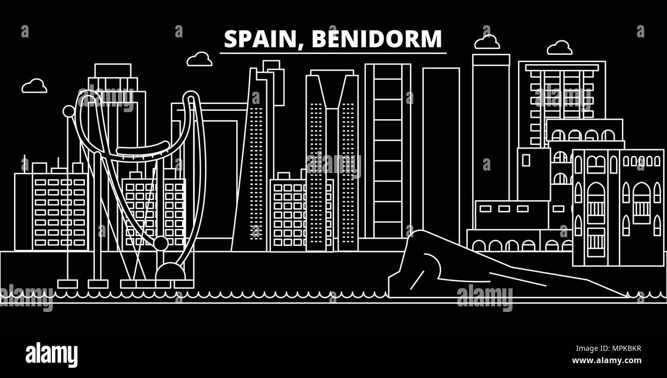 Benidorm silhouette skyline. Spain - Benidorm vector city, spanish ...