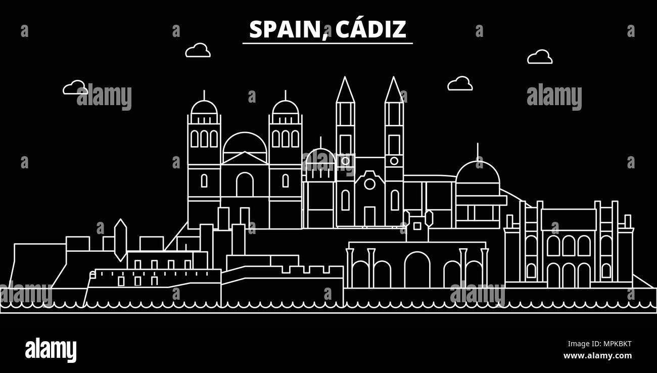 Cadiz silhouette skyline. Spain - Cadiz vector city, spanish linear ...