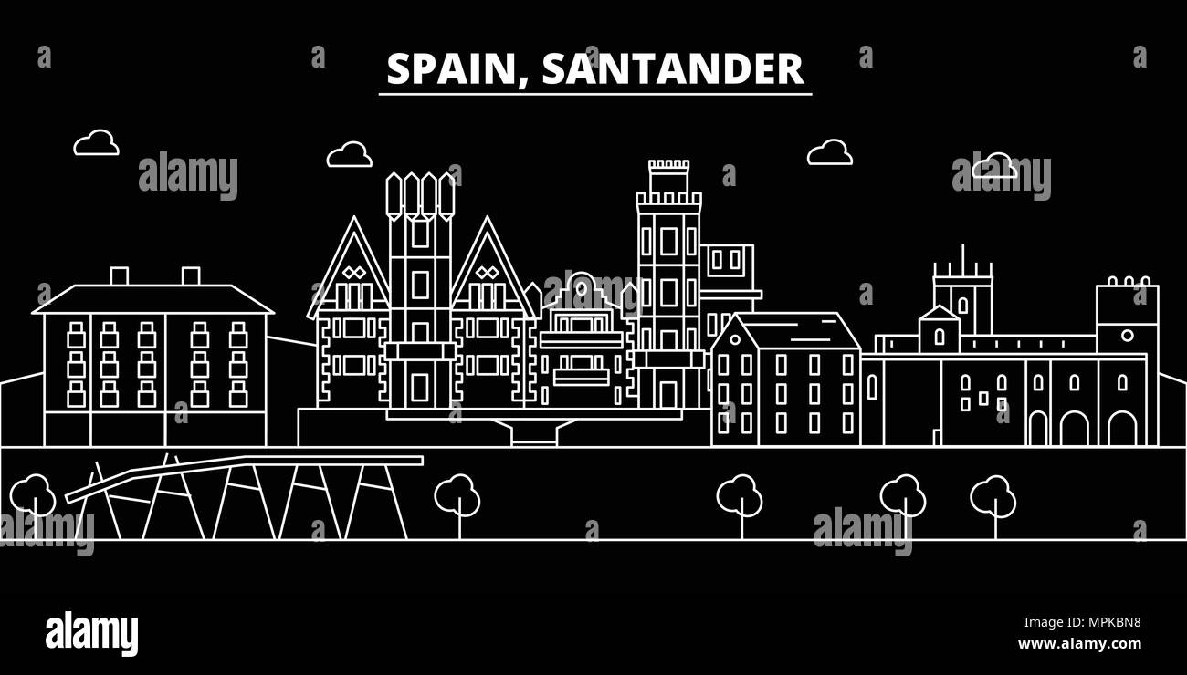 Santander silhouette skyline. Spain - Santander vector city, spanish ...