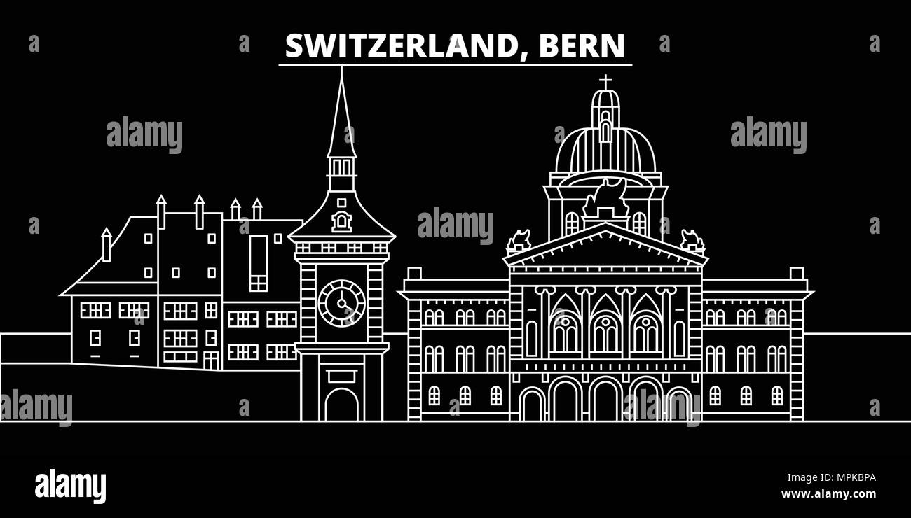 Bern silhouette skyline. Switzerland - Bern vector city, swiss linear ...