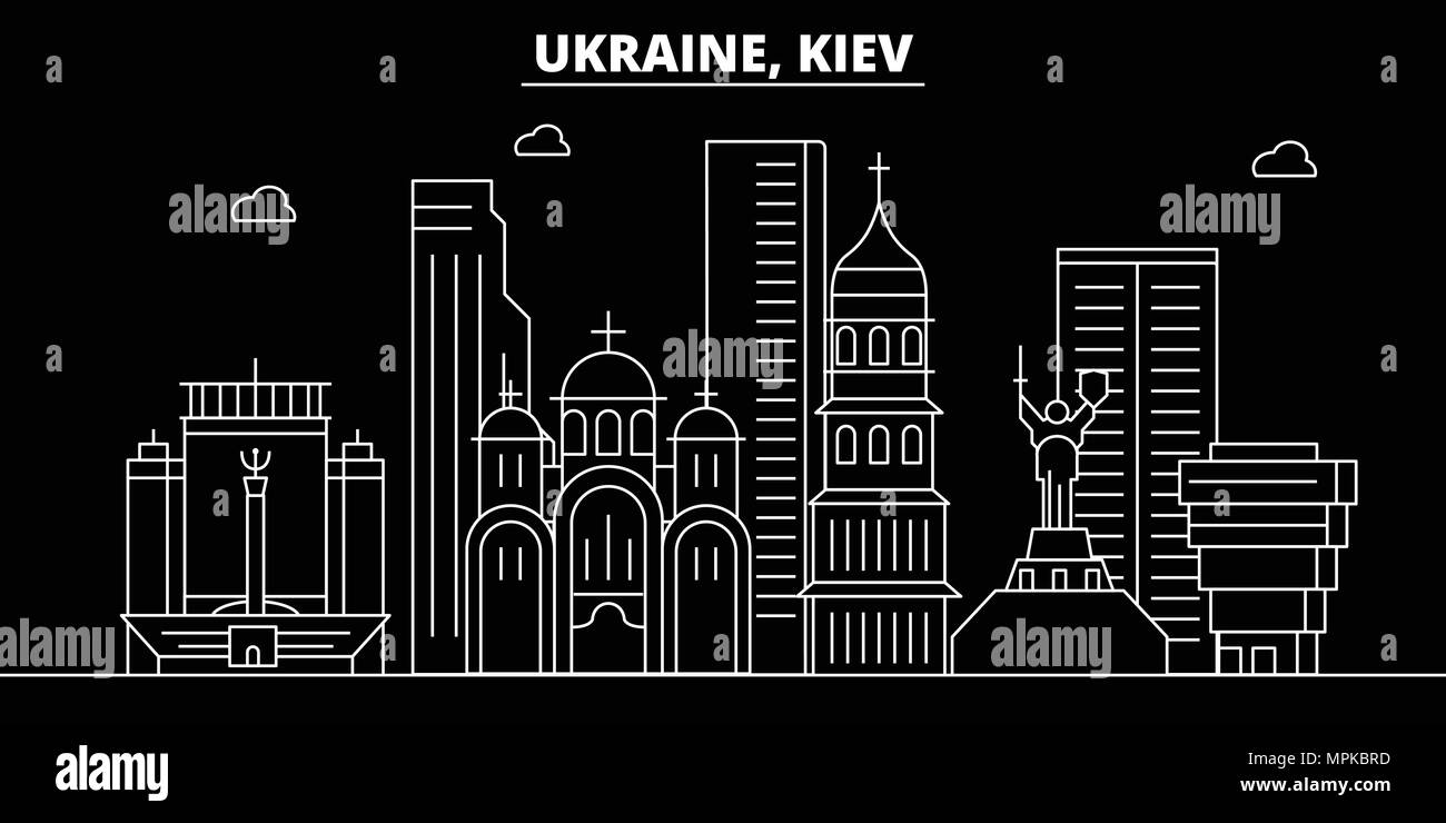 Kiev silhouette skyline. Ukraine - Kiev vector city, ukrainian linear ...