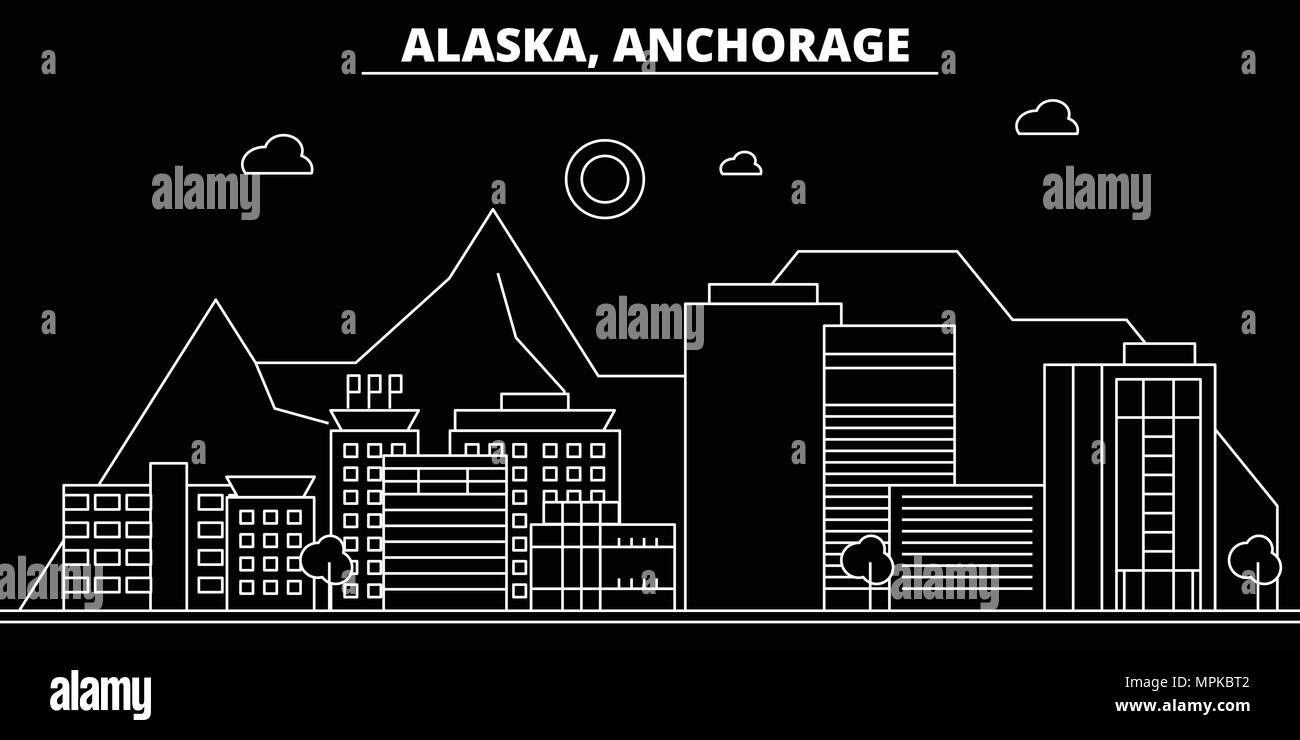 Anchorage silhouette skyline. USA - Anchorage vector city, american ...