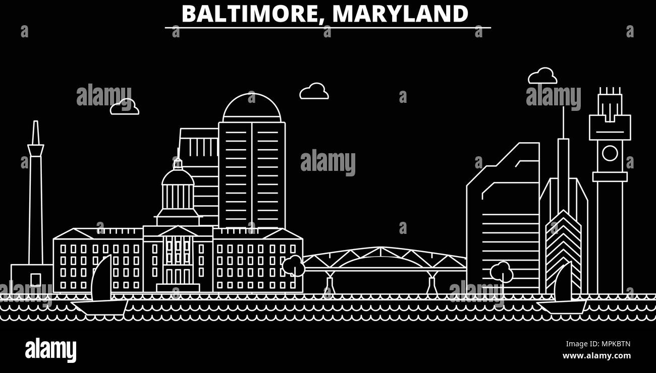 Baltimore silhouette skyline. USA - Baltimore vector city, american ...