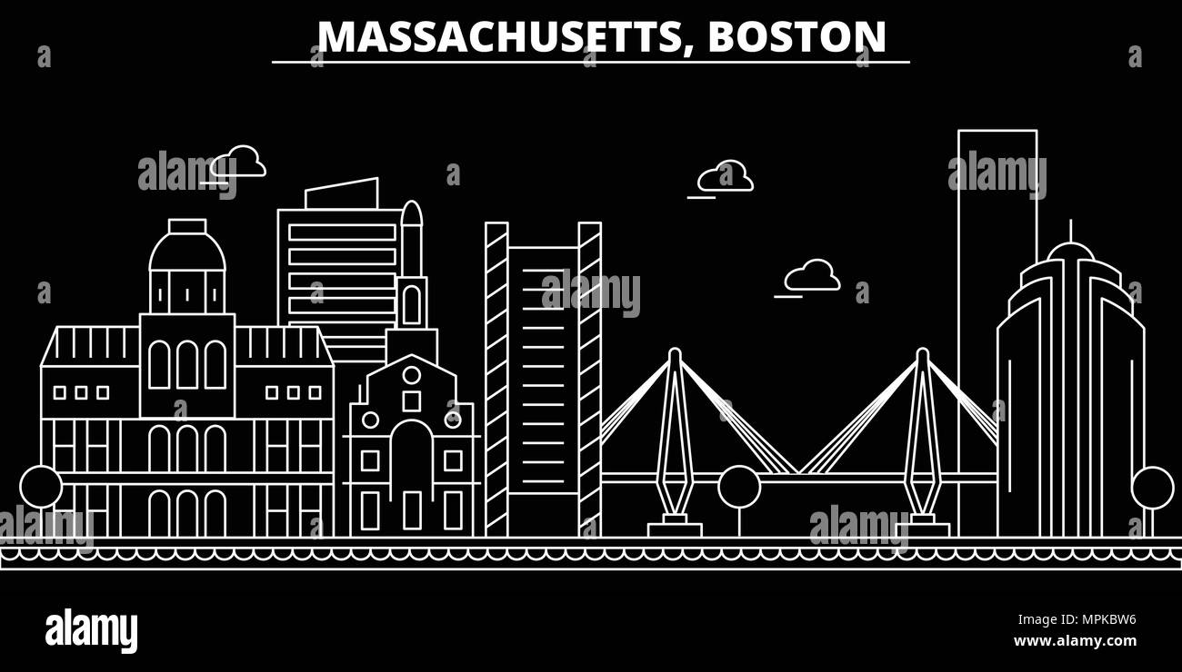 Boston silhouette skyline. USA - Boston vector city, american linear ...