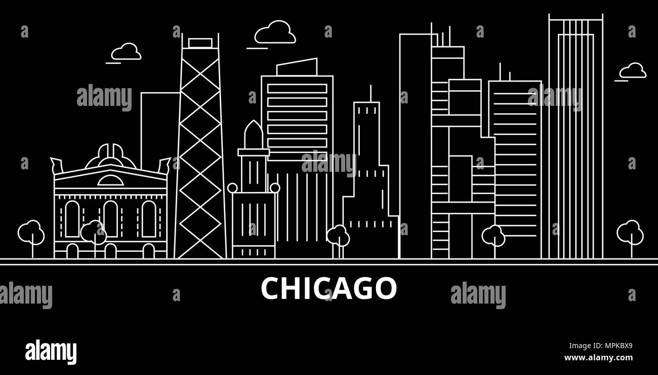 Chicago Skyline Silhouette Outline