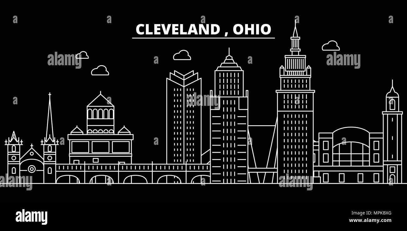 Cleveland silhouette skyline. USA - Cleveland vector city, american ...