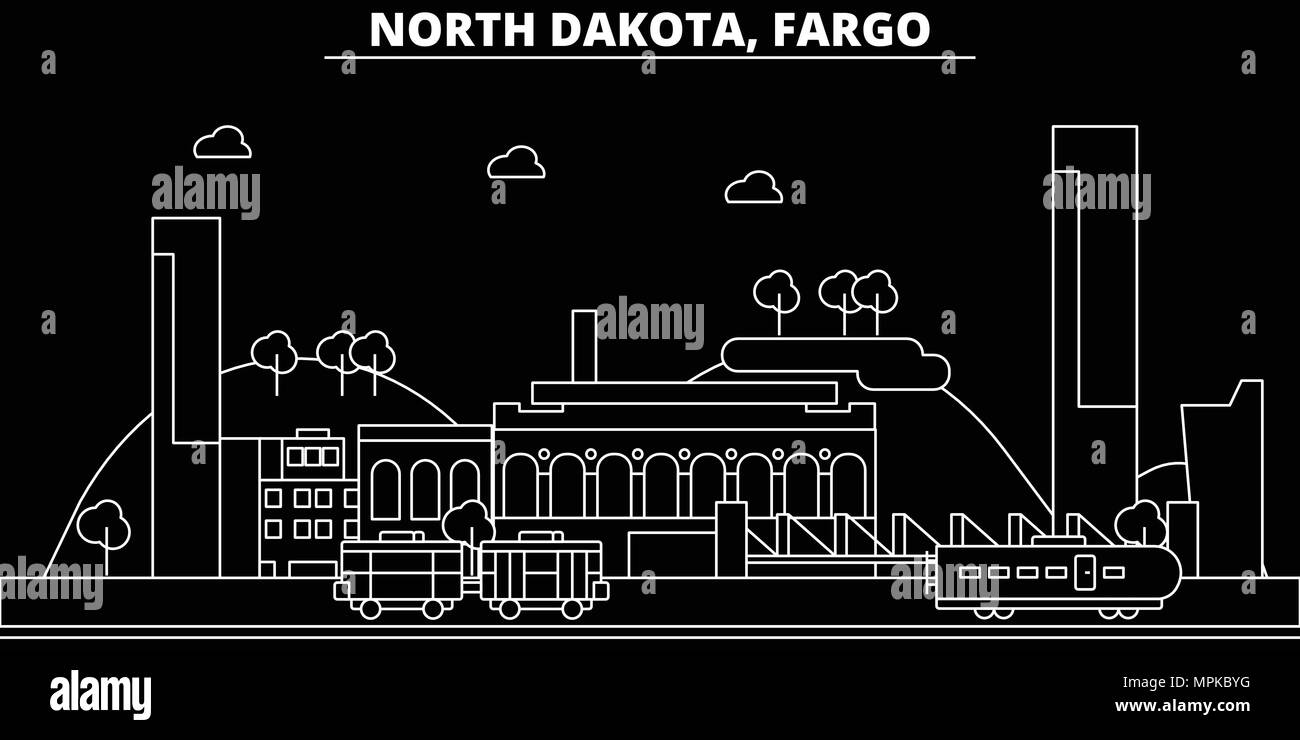 Fargo silhouette skyline. USA - Fargo vector city, american linear ...