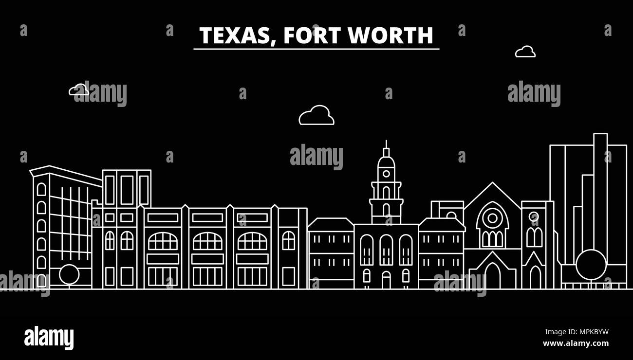 Fort Worth silhouette skyline. USA - Fort Worth vector city, american ...