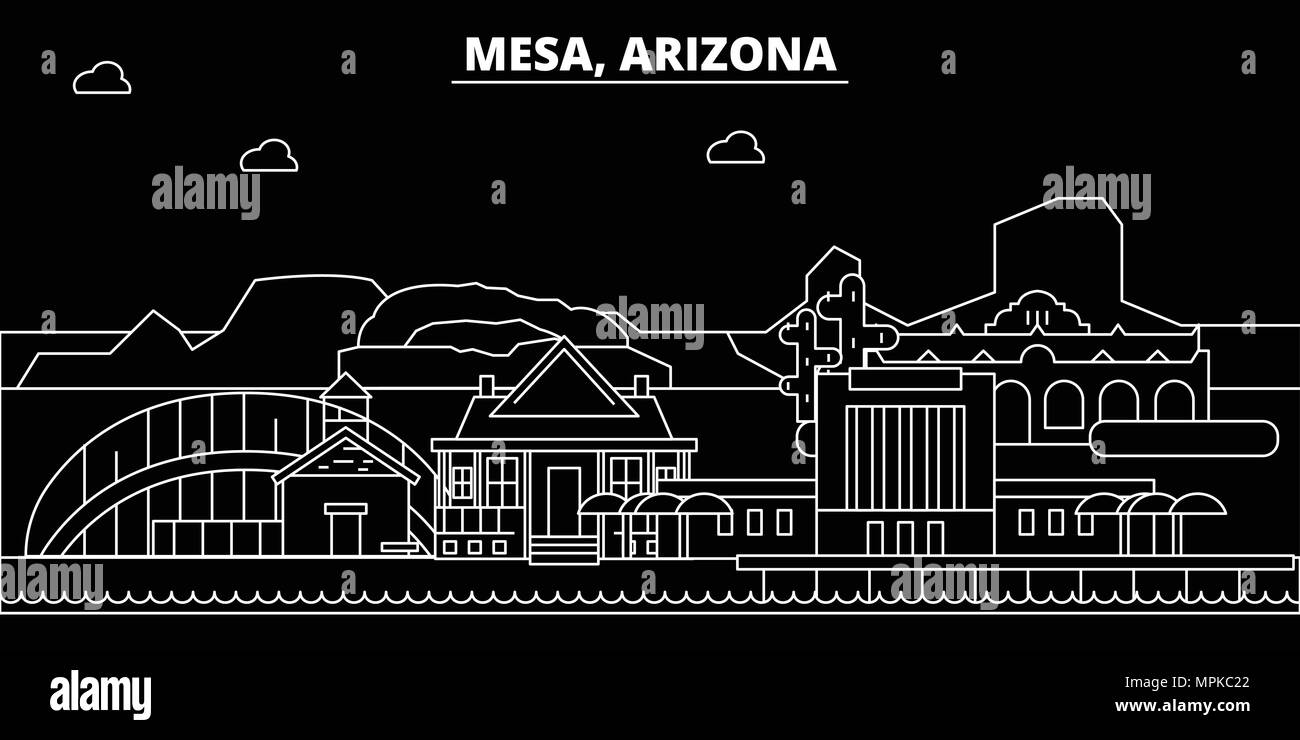 Mesa silhouette skyline. USA - Mesa vector city, american linear ...