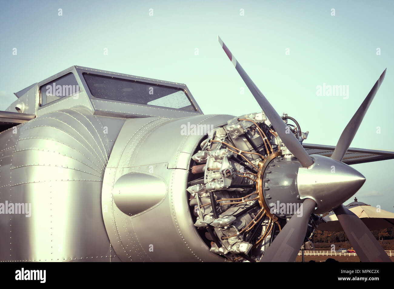 Retro Airplane with engine and Propeller Stock Photo - Alamy
