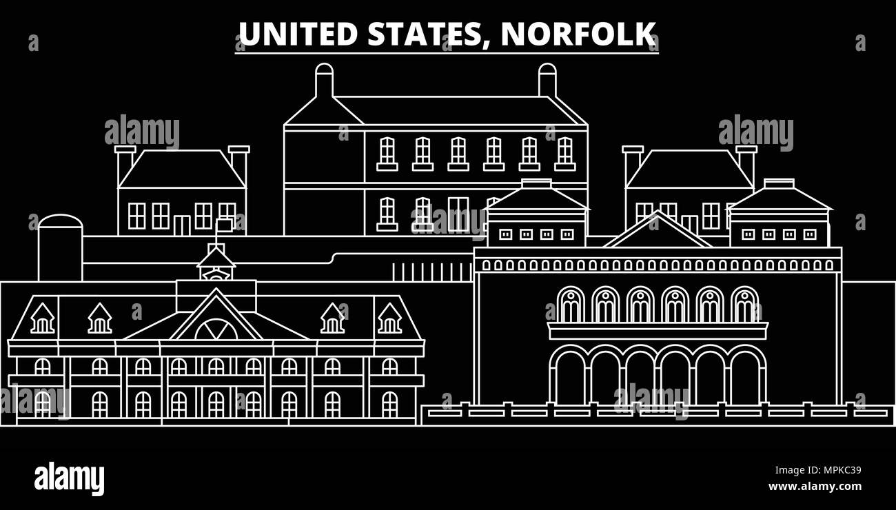 Norfolk silhouette skyline. USA - Norfolk vector city, american linear ...