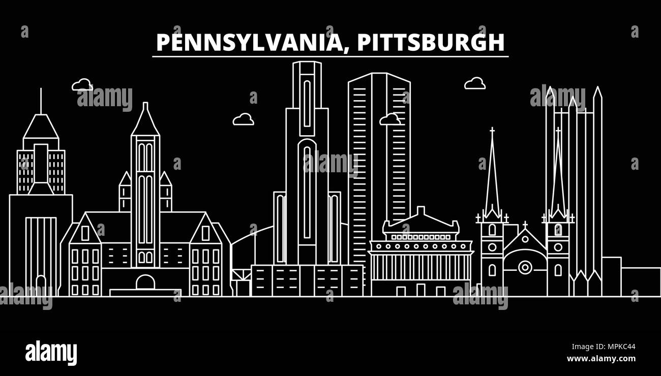 Pittsburgh silhouette skyline. USA - Pittsburgh vector city, american ...