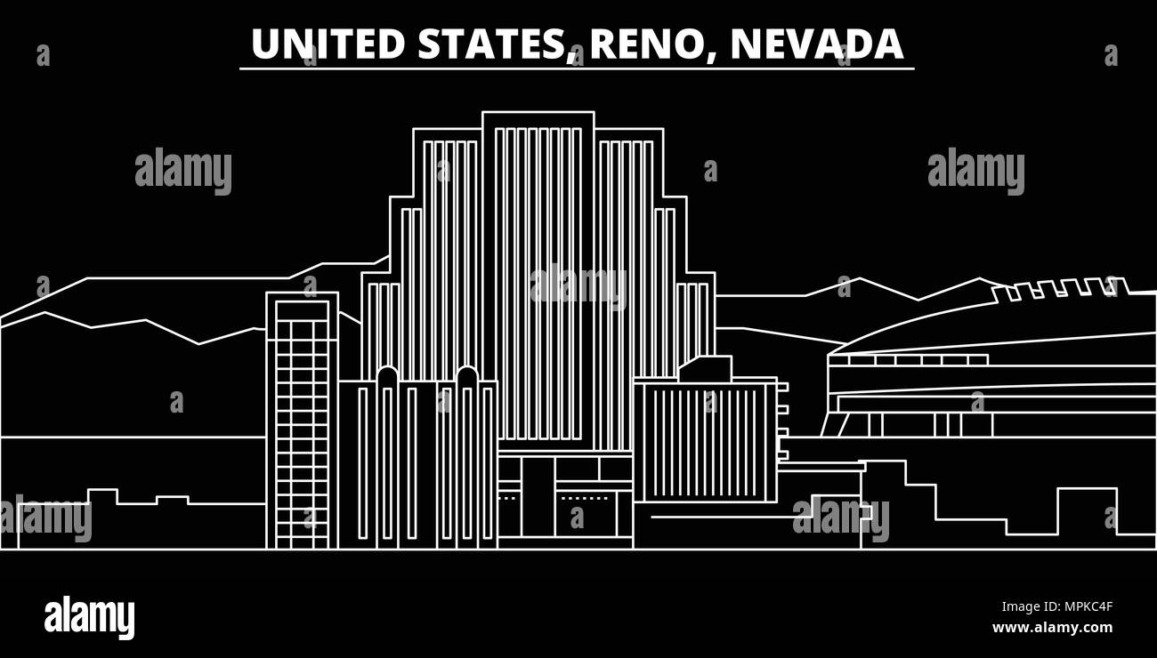 Reno, Nevada silhouette skyline. Usa - Reno, Nevada vector city ...