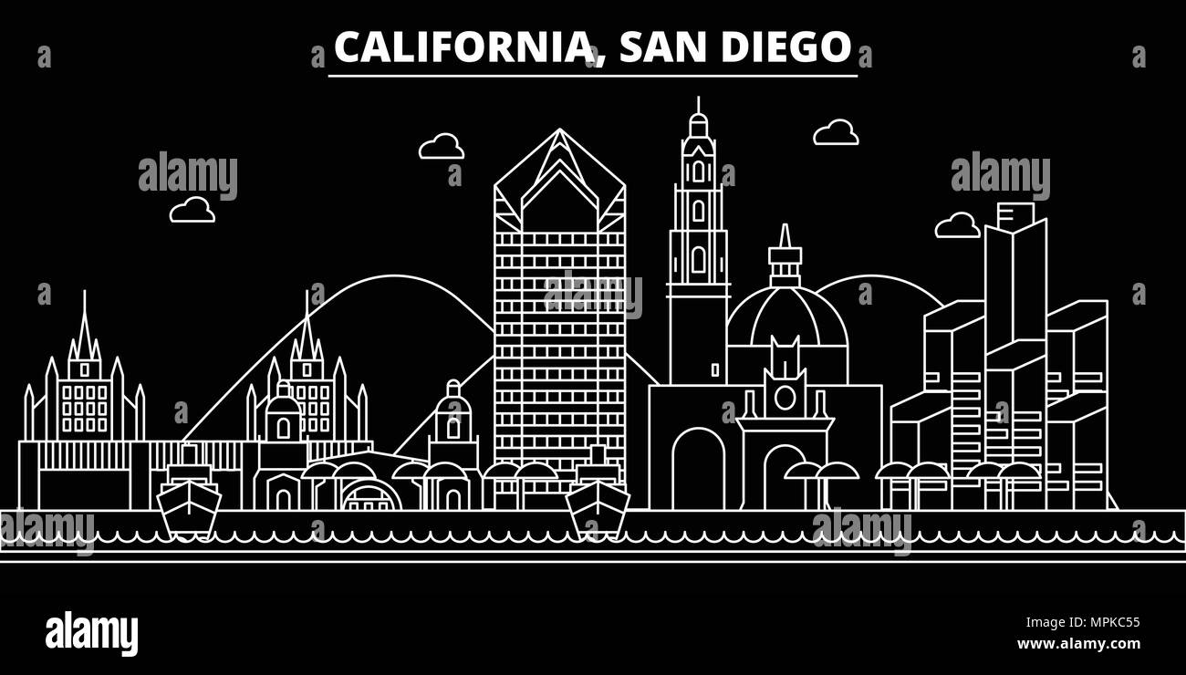San Diego silhouette skyline. USA - San Diego vector city, american ...