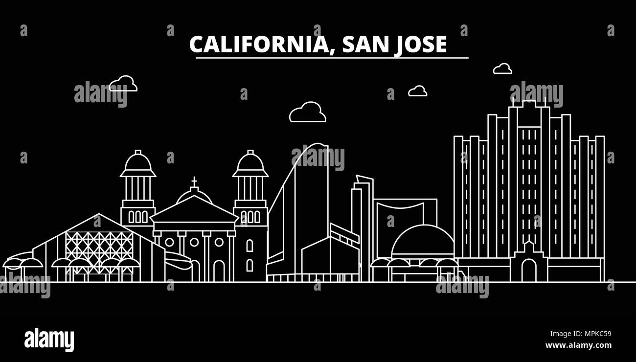 San Jose silhouette skyline. USA - San Jose vector city, american ...