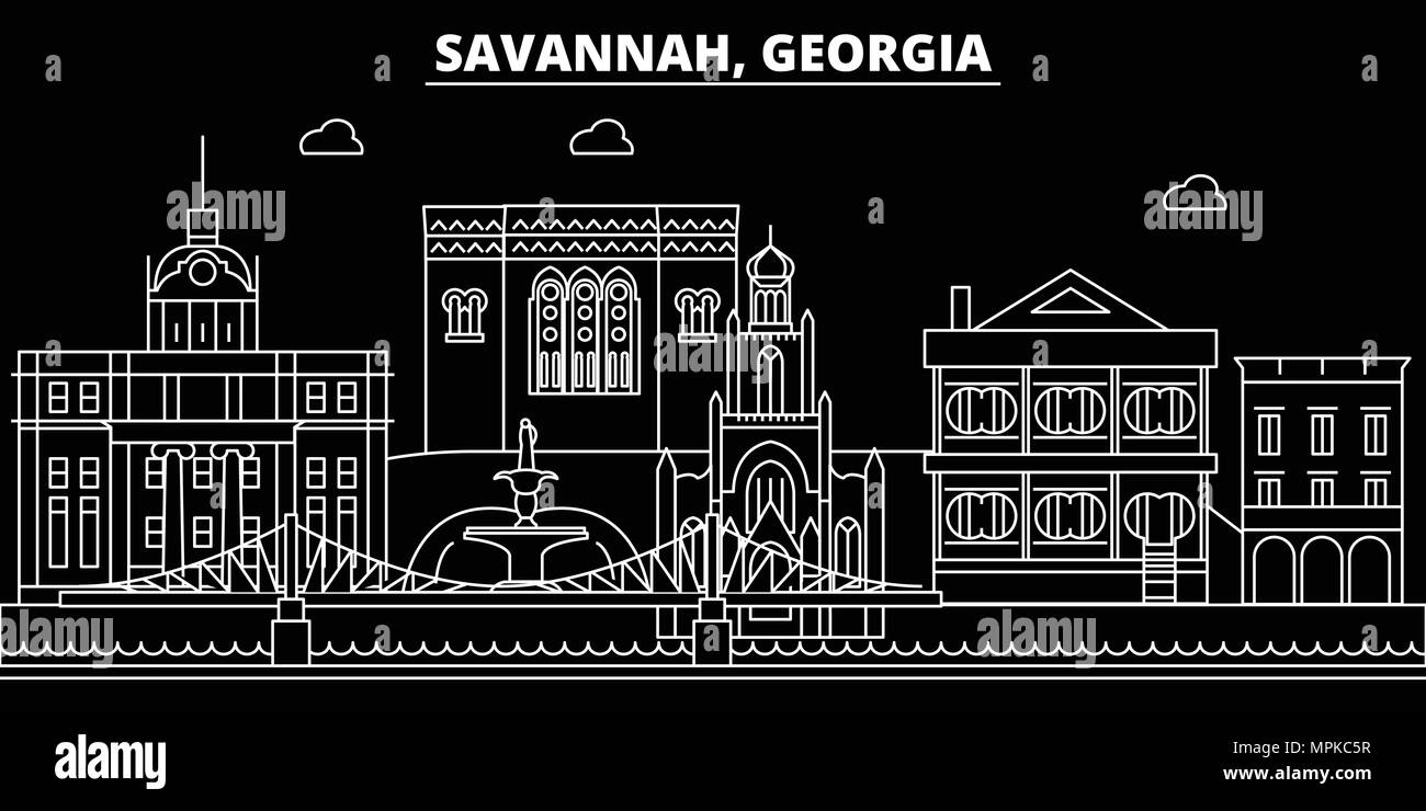 Savannah silhouette skyline. USA - Savannah vector city, american ...