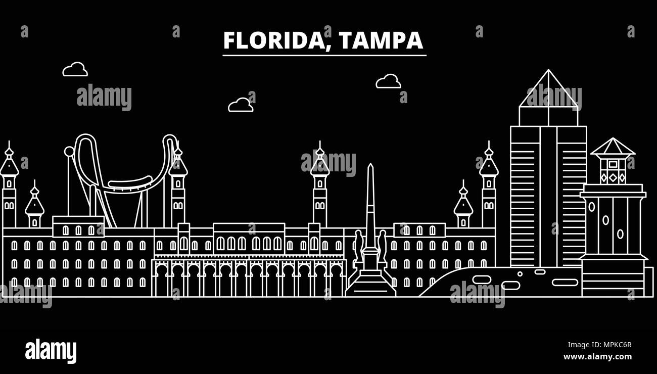 Tampa silhouette skyline. USA - Tampa vector city, american linear ...
