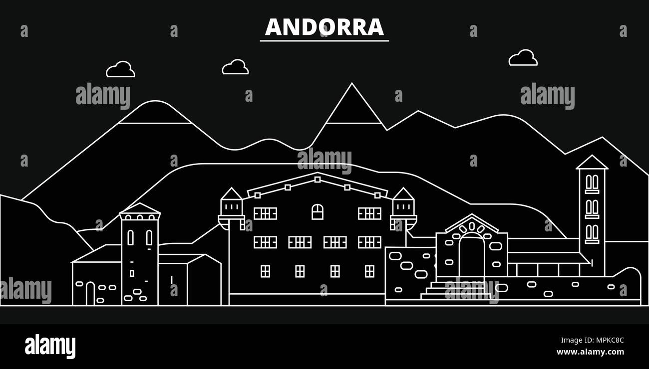Andorra silhouette skyline. Andorra vector city, andorran linear ...