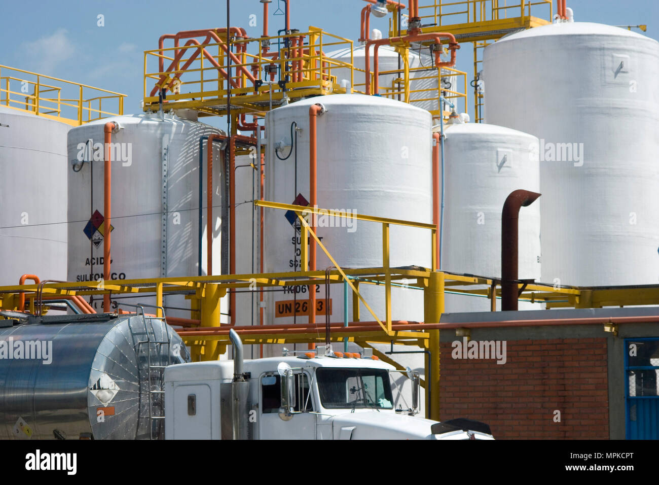 Chemical Industry, Storage Tank And Tanker Truck In Industrial Plant ...