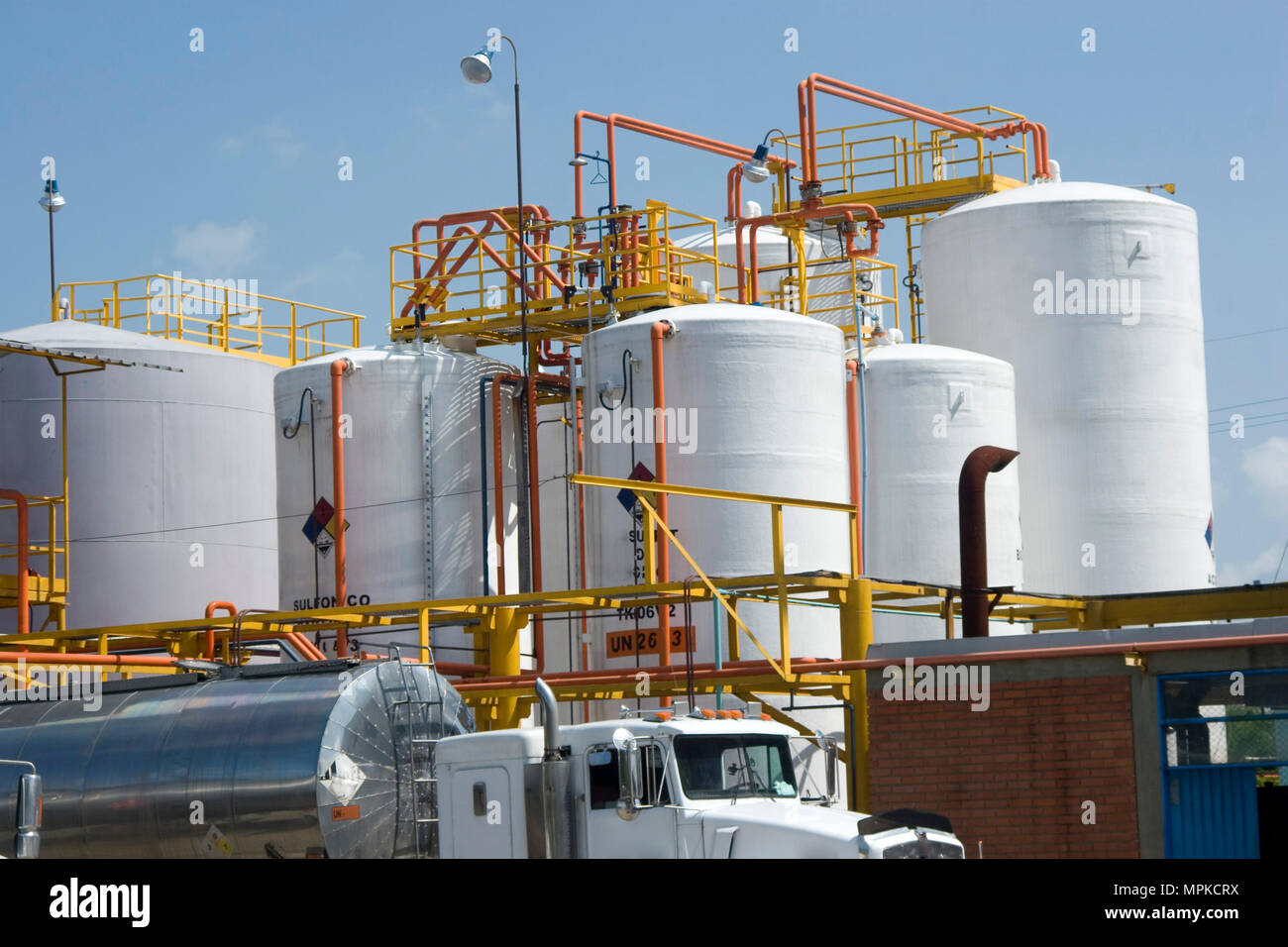 Chemical Industry, Storage Tank And Tanker Truck In Industrial Plant ...