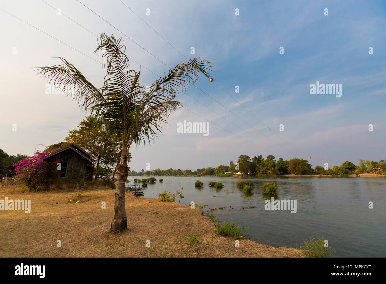 Mekhong river taken on Don Det island in south Laos. Landscape of ...