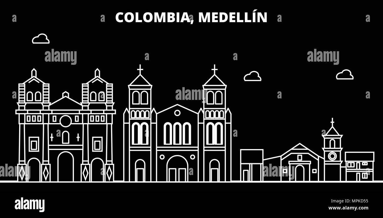 Medellin silhouette skyline. Colombia - Medellin vector city, colombian ...