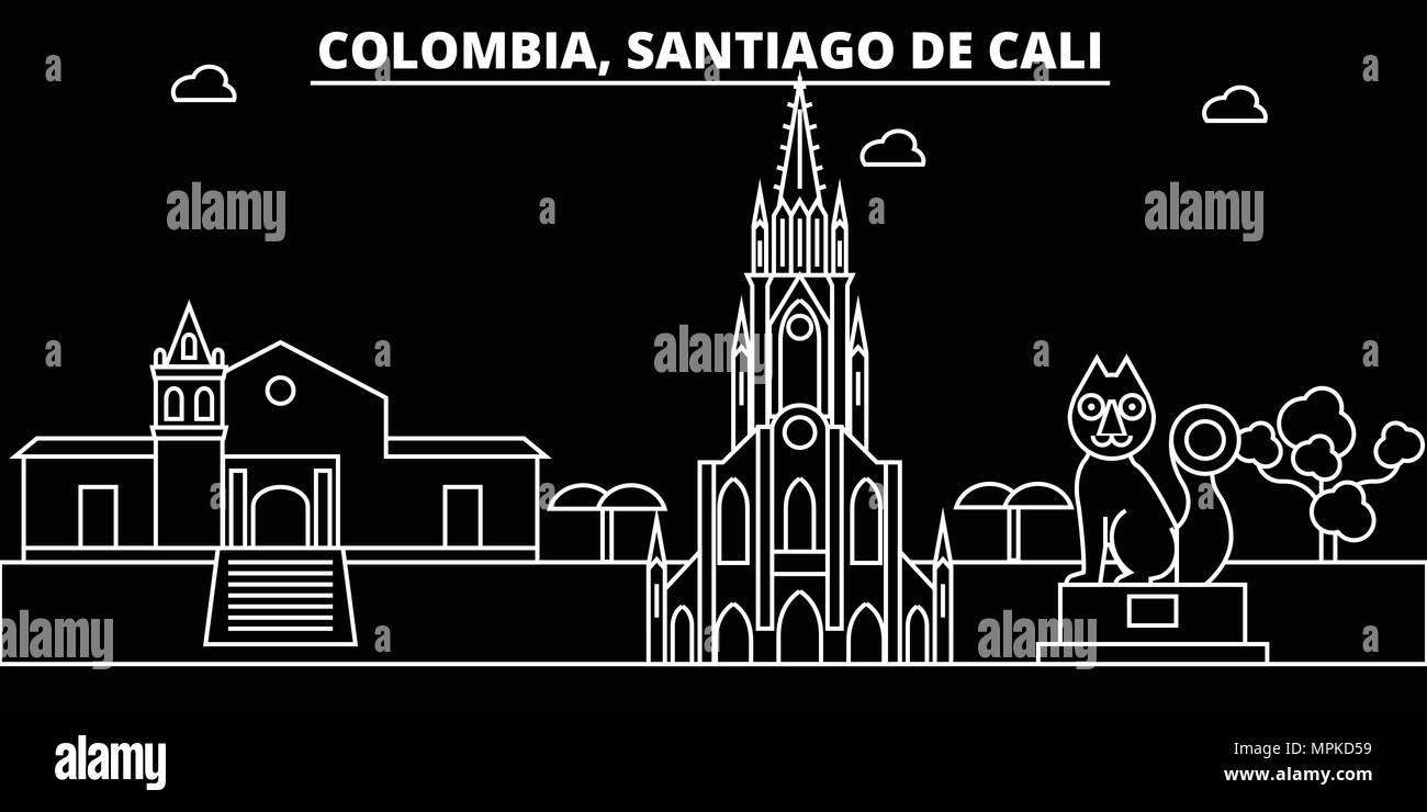 Santiago de Cali skyline. Colombia - Santiago de Cali vector city ...