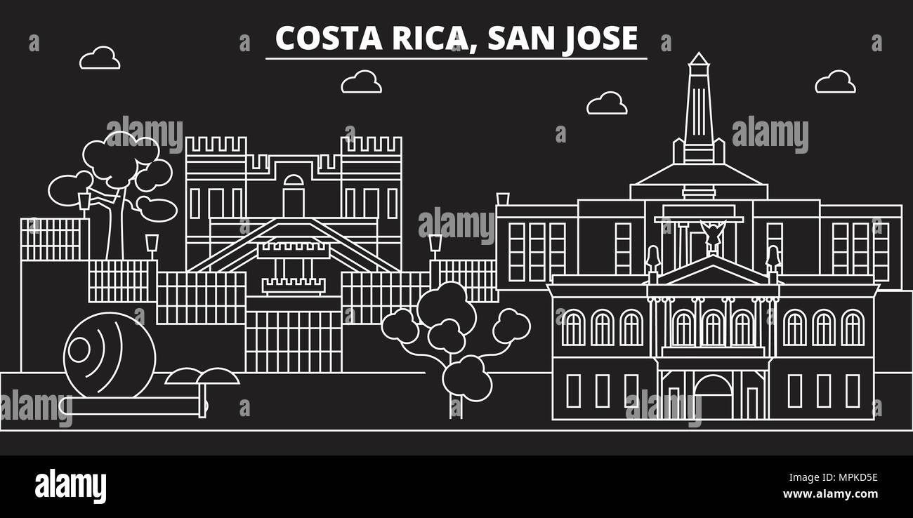 San Jose skyline. Costa Rica - San Jose vector city, costa rican linear ...