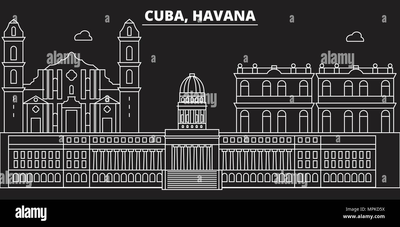 Havana silhouette skyline. Cuba - Havana vector city, cuban linear ...