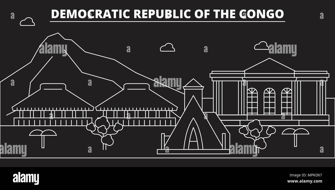 Congo silhouette skyline. Congo vector city, congolese linear ...