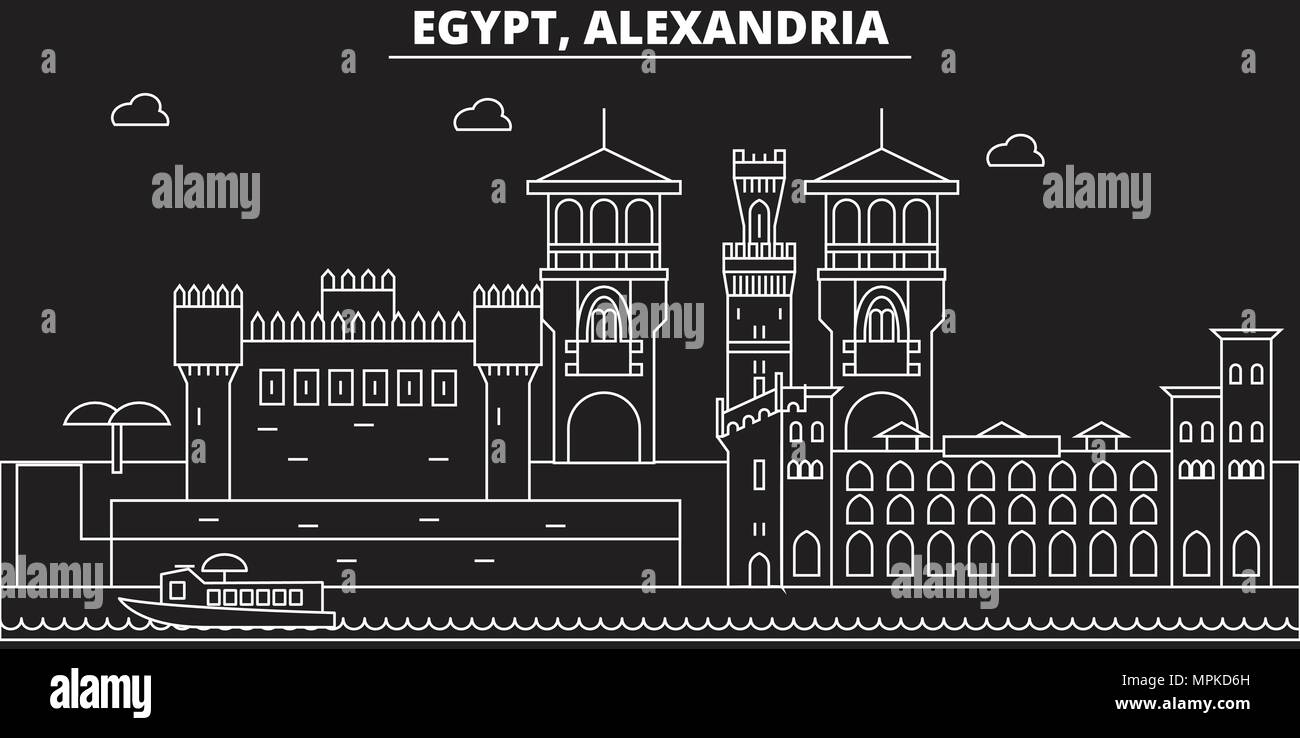 Alexandria silhouette skyline. Egypt - Alexandria vector city, egyptian ...
