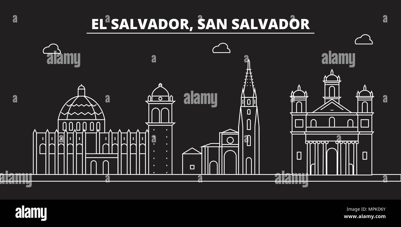 San Salvador Silhouette Skyline El Salvador Vector City Salvadoran Linear Architecture Travel
