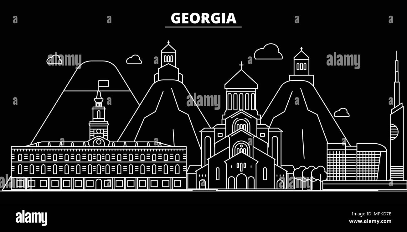 Georgia silhouette skyline. Georgia vector city, georgian linear ...