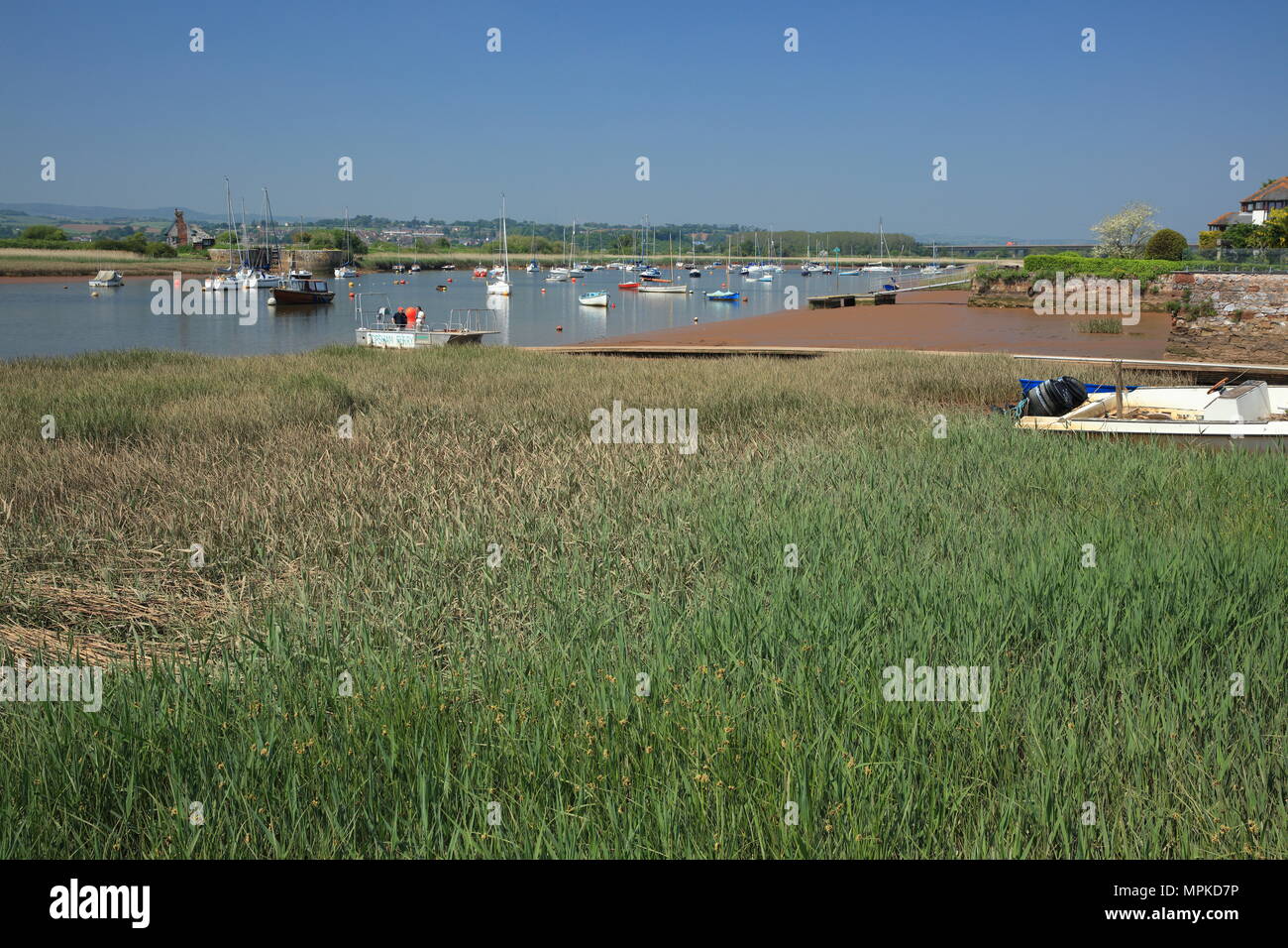 Topsham waterfront with ferry and lock, Devon England, UK Stock Photo ...
