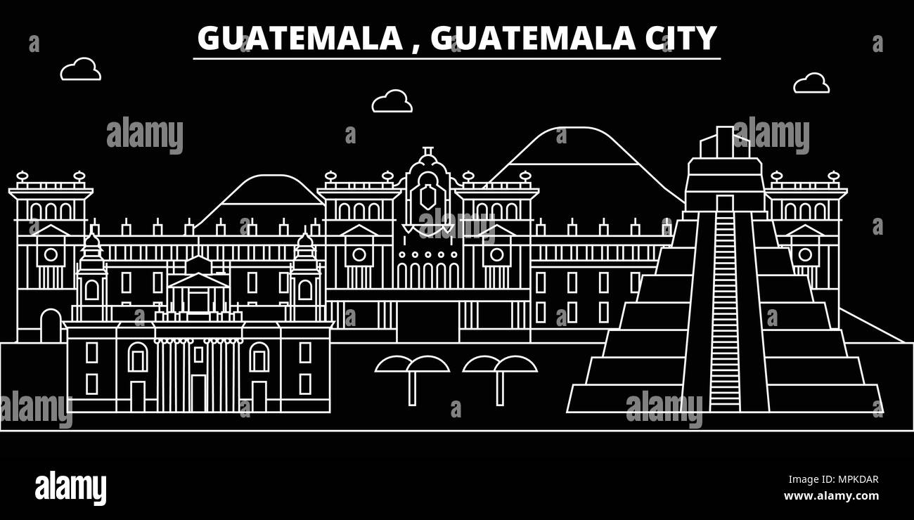 Guatemala silhouette skyline, vector city, guatemalan linear ...