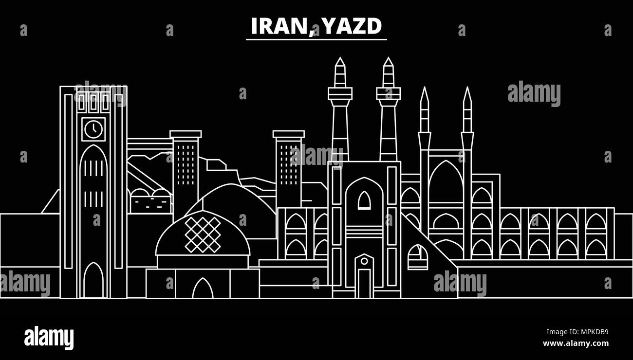 Yazd silhouette skyline. Iran - Yazd vector city, iranian linear ...