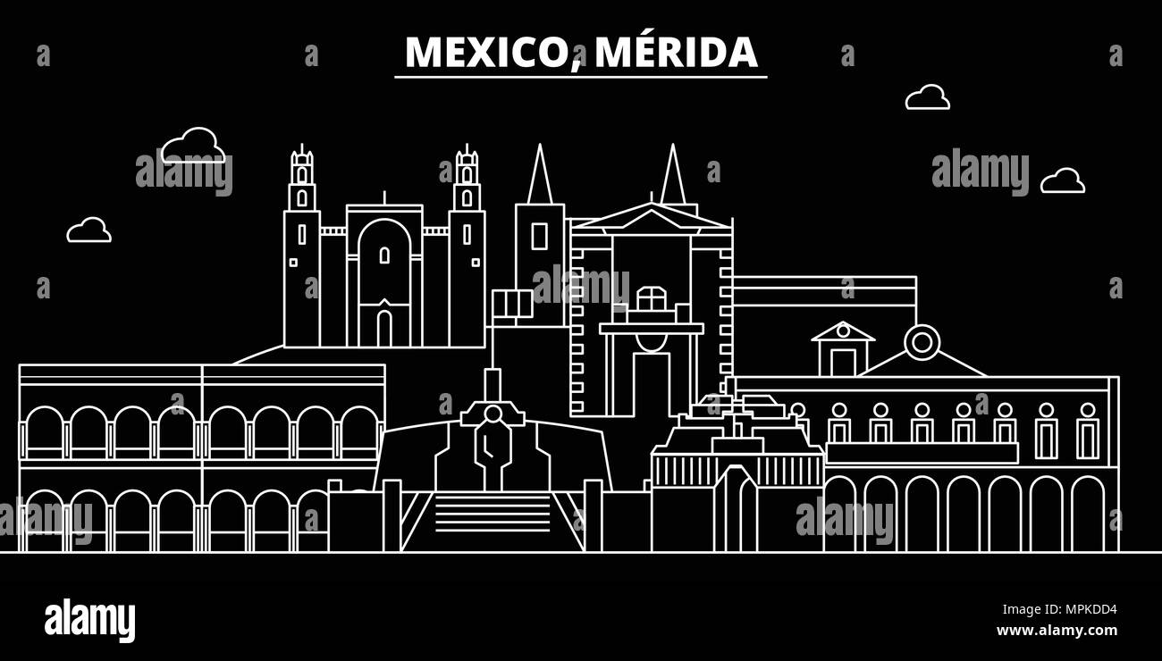 Merida silhouette skyline. Mexico - Merida vector city, mexican linear ...