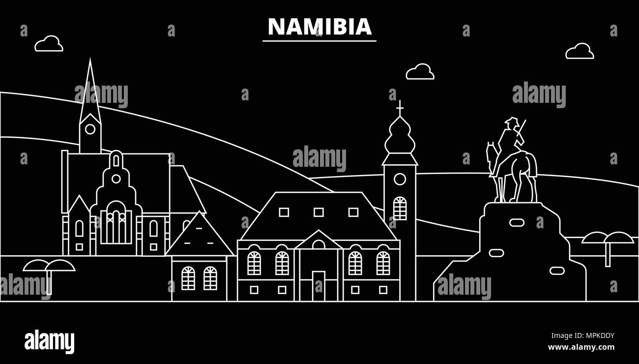 Namibia silhouette skyline, vector city, namibian linear architecture ...