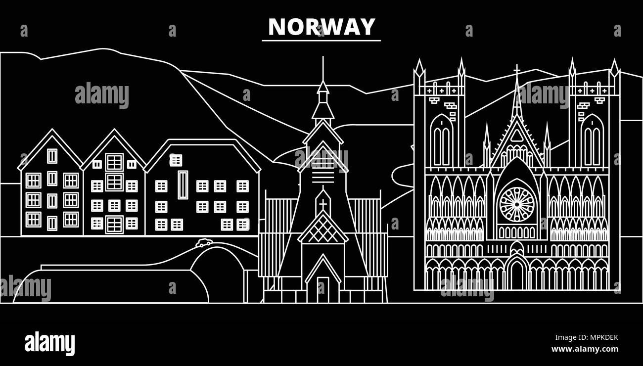 Norway silhouette skyline, vector city, norwegian linear architecture ...