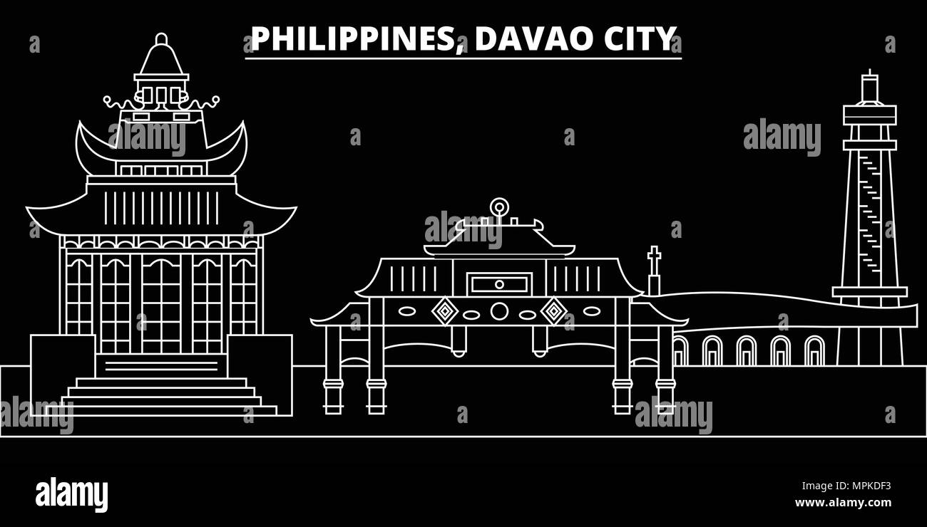 Davao City silhouette skyline. Philippines - Davao City vector city ...