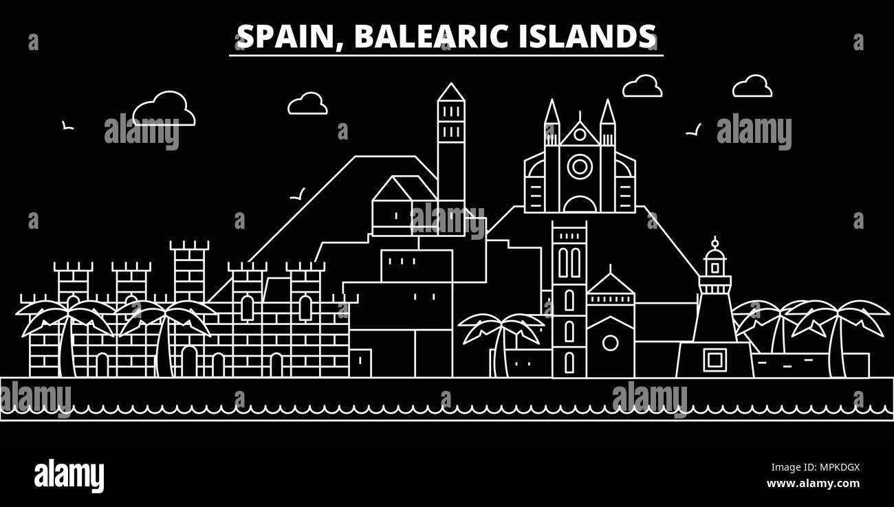 Balearic Islands silhouette skyline. Spain - Balearic Islands vector ...