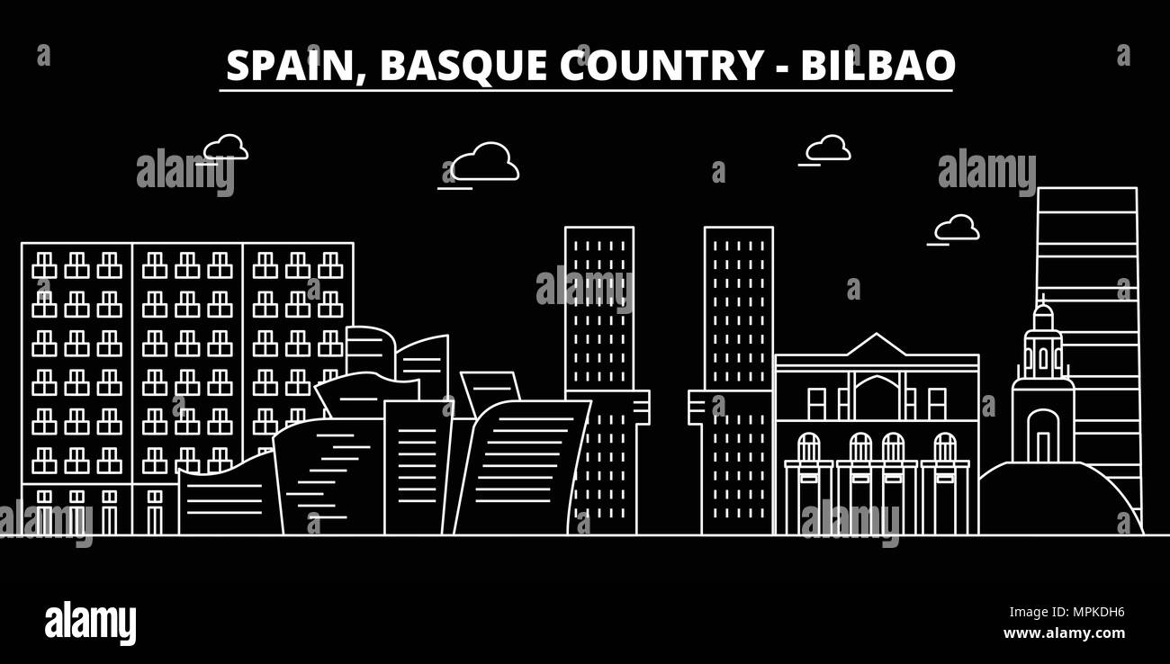 Bilbao, Basque Country silhouette skyline,vector city, spanish linear ...