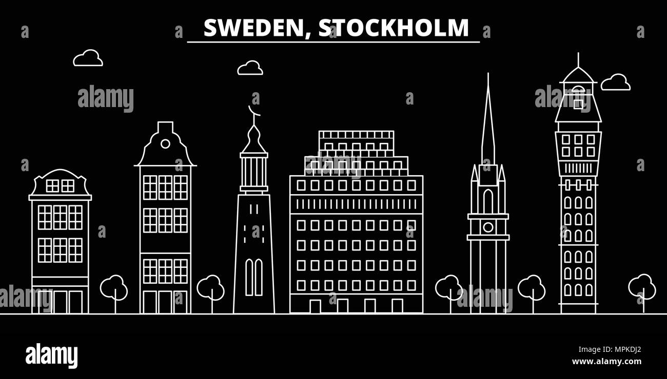 Stockholm silhouette skyline. Sweden - Stockholm vector city, swedish ...