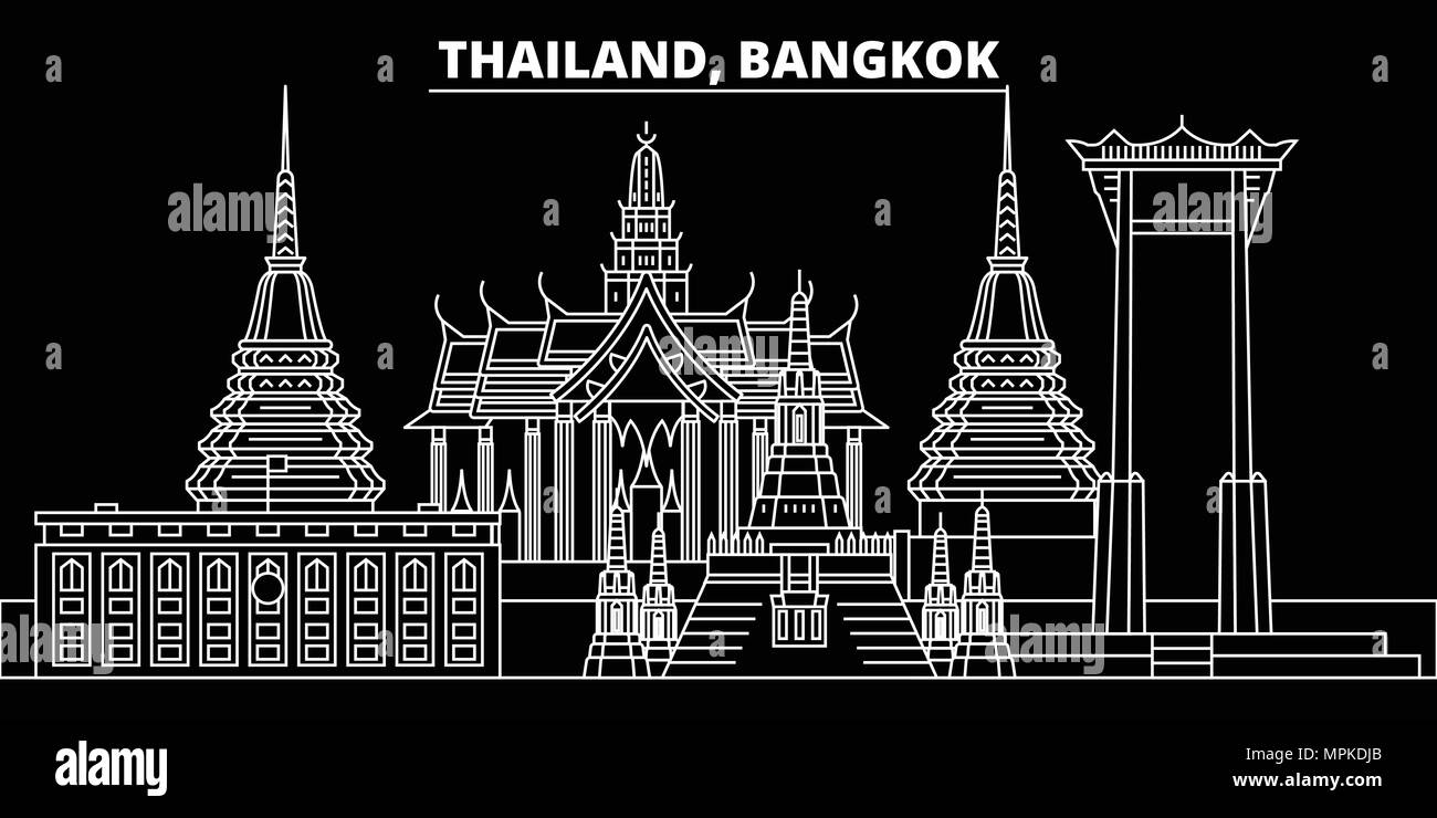 Bangkok silhouette skyline. Thailand - Bangkok vector city, thai linear ...