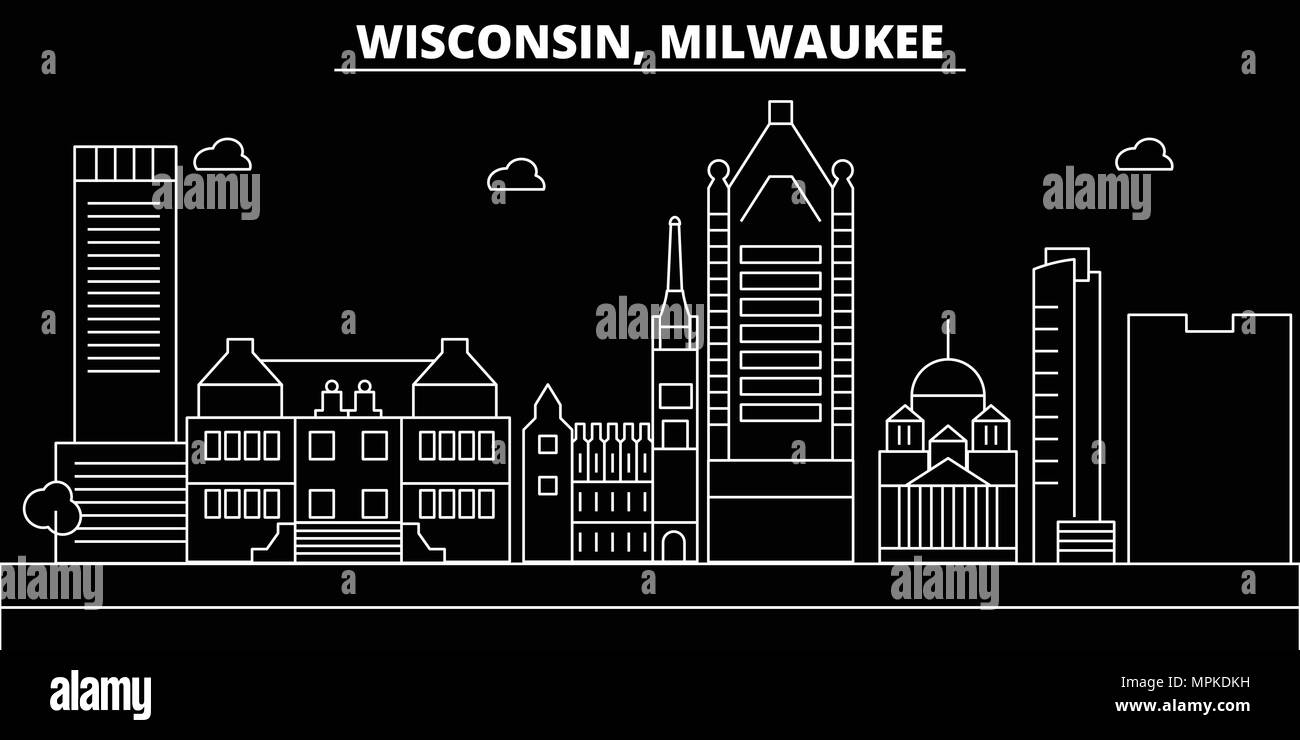 Milwaukee City silhouette skyline. USA - Milwaukee City vector city ...