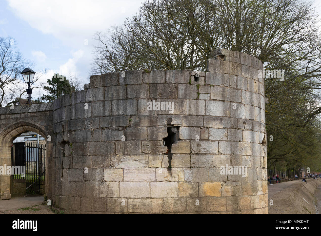 The remains of a round medieval Roman Tower by the banks of The River ...