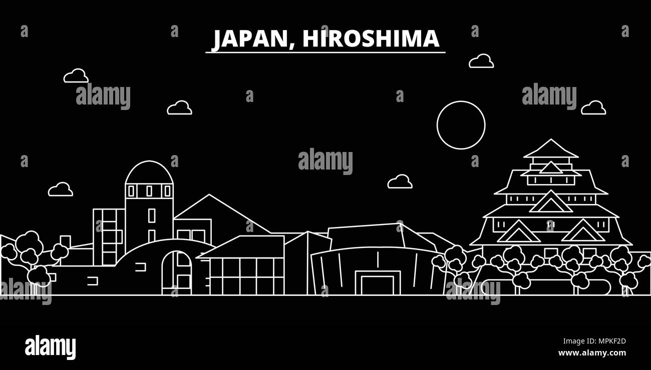 Hiroshima silhouette skyline. Japan - Hiroshima vector city, japanese ...