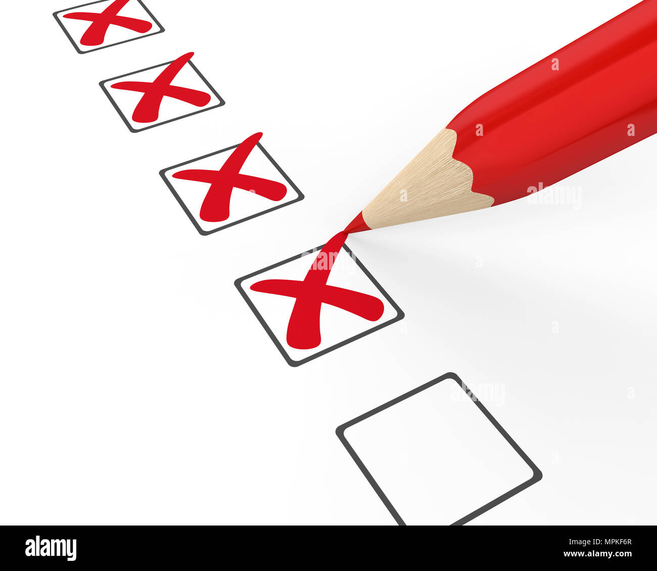 Checklist Wrong with Pencil Illustration Stock Photo - Alamy
